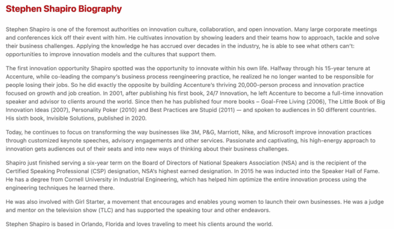 How to write a speaker bio (with examples) — The Speaker Lab